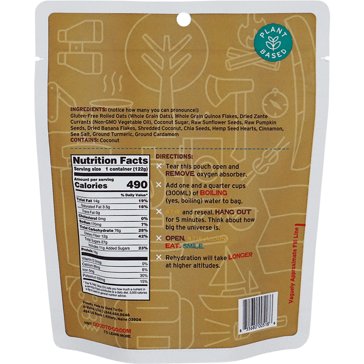 Dehydrated Vegan Oatmeal Packet | Good To-Go